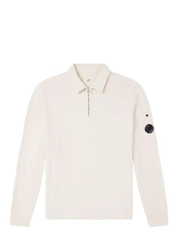 C.P. COMPANY Cotton Half-zip Sweater - Cream