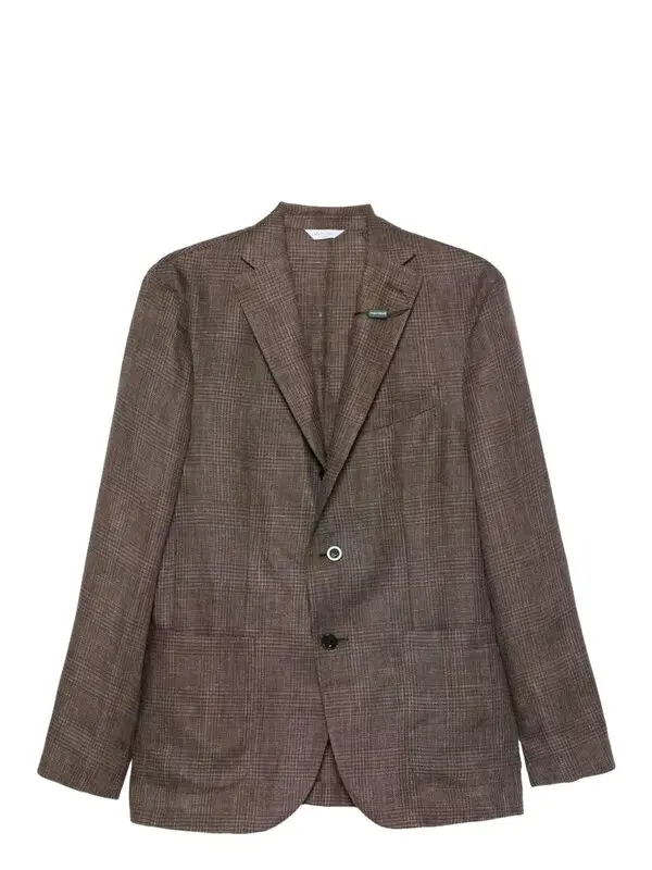 Boglioli Checked Single-breasted Jacket - Brown