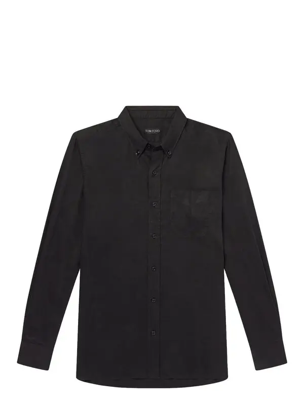 TOM FORD Button-down Collar Lyocell-gabardine Shirt - Black