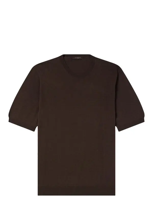 SLOWEAR Cotton And Silk-blend T-shirt - Brown