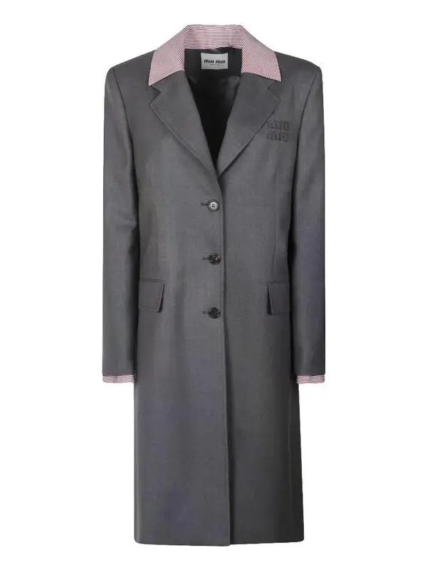 Miu Miu Embroidered Coat - Grey