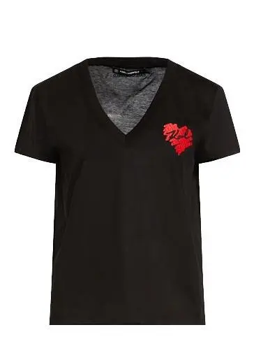 Karl Lagerfeld T-shirt With Appliqués - Black