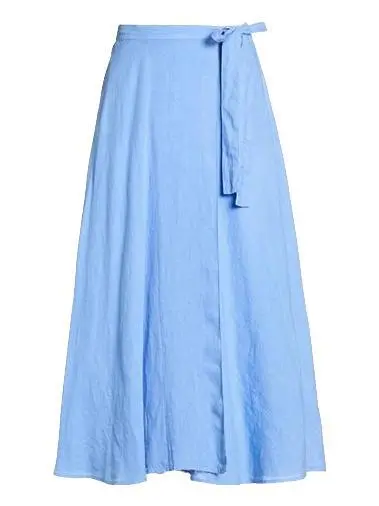 120% Lino Midi Wrap Linen Skirt - Blue