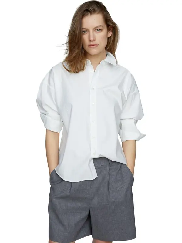 ATM Anthony Thomas Melillo Solid Max Shirt Cotton Poplin - White