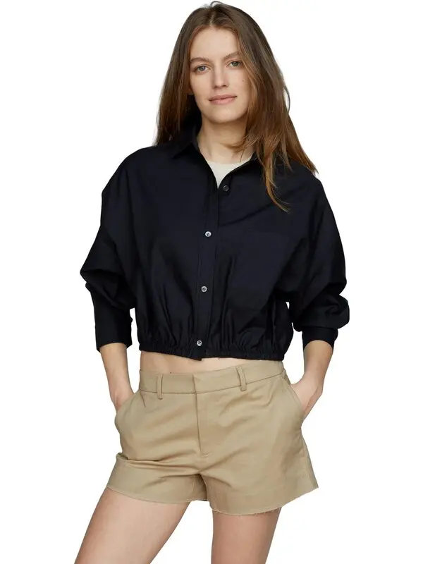 ATM Anthony Thomas Melillo Cinched Waist Cotton Shirt - Black