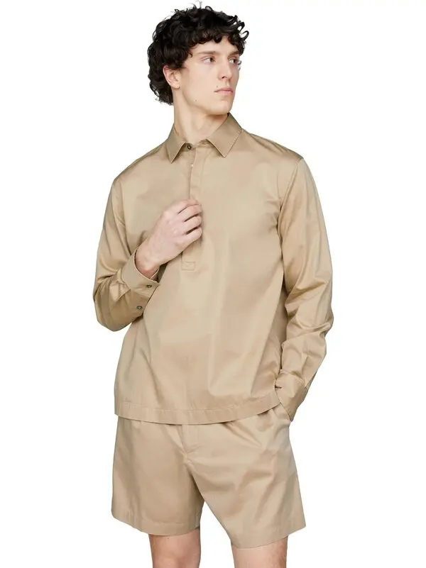 ATM Anthony Thomas Melillo Cotton Poplin Popover Shirt - Macadamia