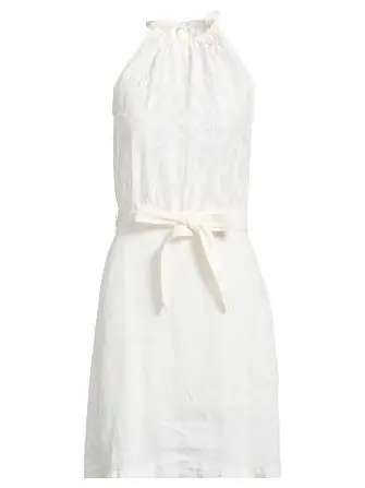 120% Lino Ivory Linen & Cotton Midi Dress - White