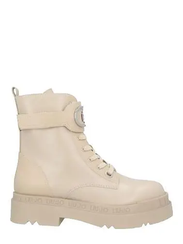 LIU •JO Leather Ankle Boots - Beige