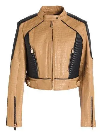 Pinko Biker Jacket In Sheepskin - Beige