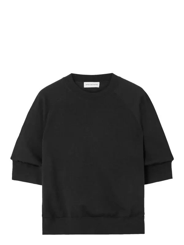 Dries Van Noten Wool Short Sleeve Sweater - Black