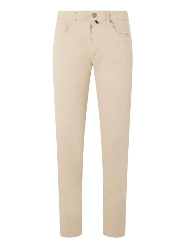 SLOWEAR Slim-fit Stretch Cotton-blend Gabardine Trousers - Beige