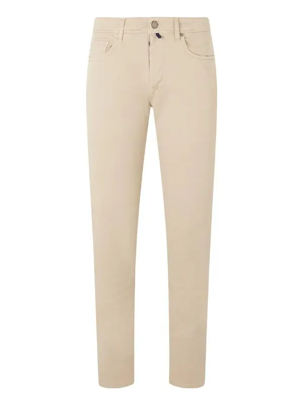SLOWEAR Slim-fit Stretch Cotton-blend Gabardine Trousers - Neutrals