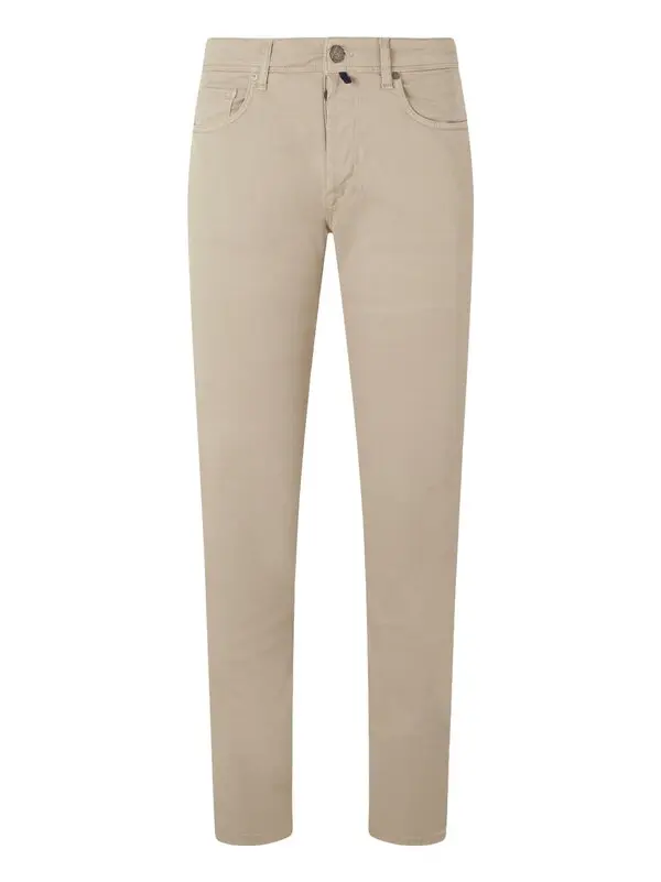 SLOWEAR Slim-fit Stretch Cotton-blend Gabardine Trousers - Neutrals