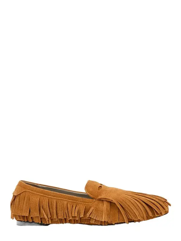 ALLSAINTS Sandy Suede Fringe Loafers - Tan Brown