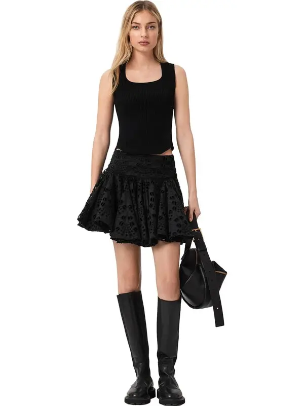ALLSAINTS Broderie Anglaise Mini Skirt - Black