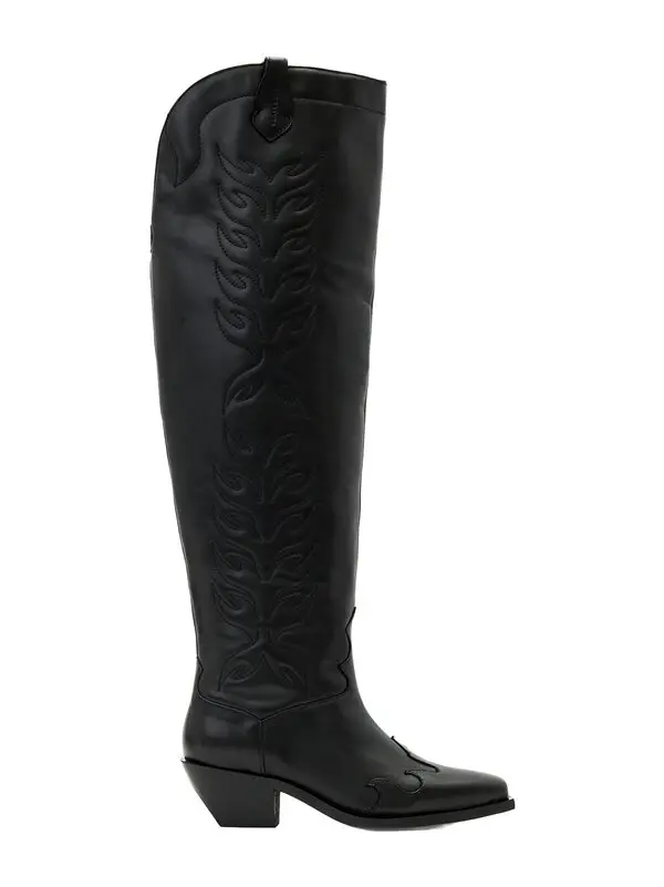 ALLSAINTS Landon Leather Knee-high Boots - Black