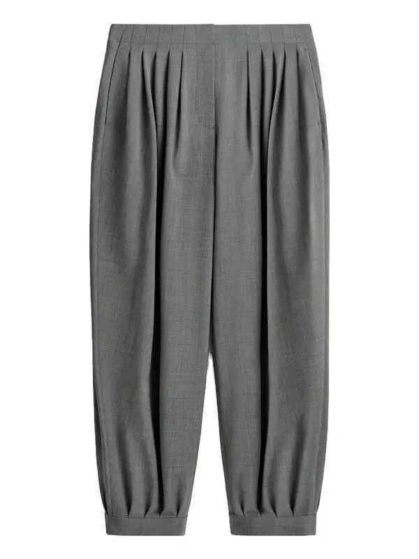 Cos Pleated Balloon-leg Wool-blend Trousers - Gray