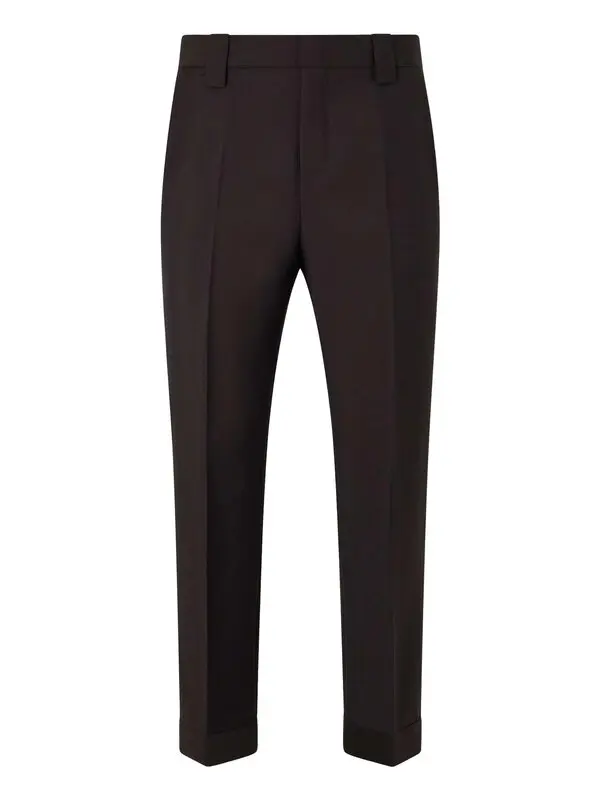 Versace Straight-leg Wool-blend Trousers - Dark Brown