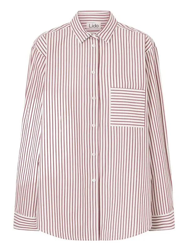 LIDO Striped Cotton-poplin Shirt - Red