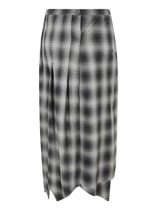 META CAMPANIA COLLECTIVE Asymmetric Check Midi Skirt - Grey