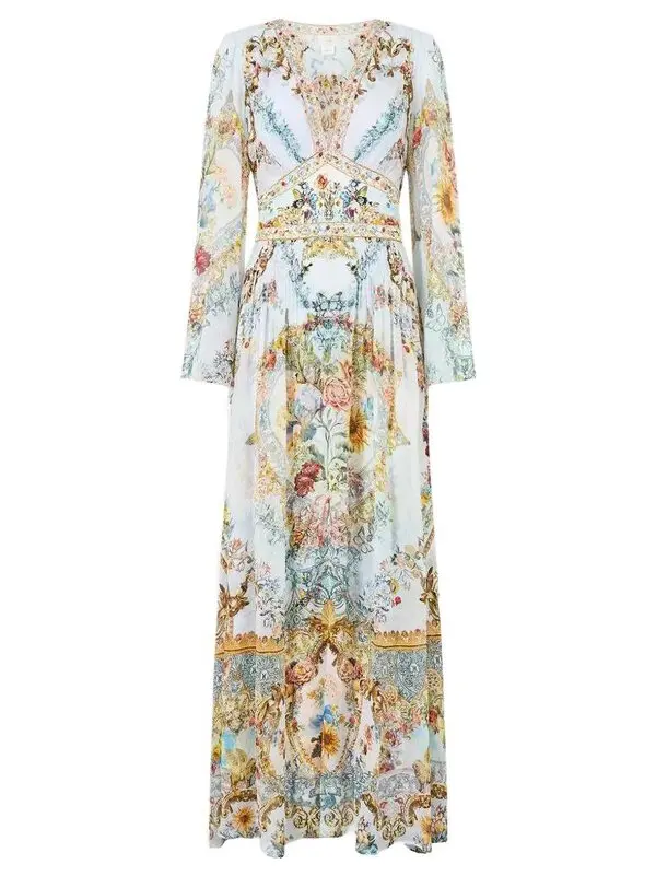 Camilla Seville V-neck Floral Print Dress - Blue