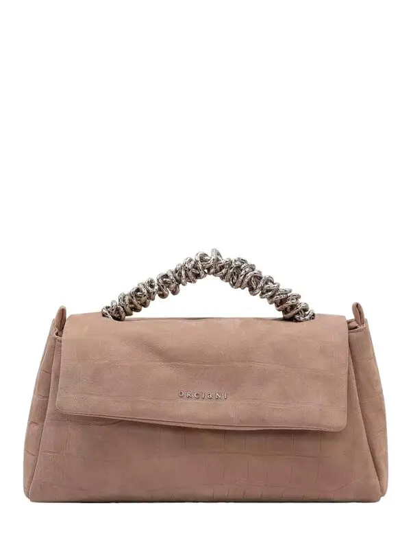 Orciani Croc-effect Tote Bag With Twisted Handle - Neutrals