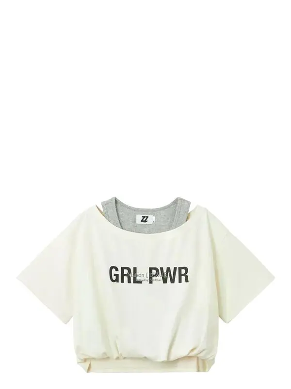Izzue Layered Short Sleeve Top - Neutrals