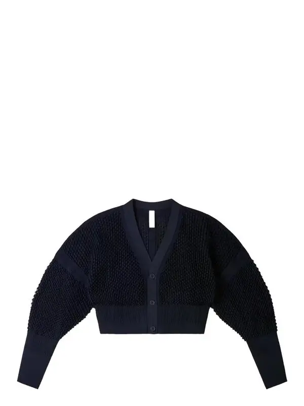 CFCL Lattice Button Textured Cardigan - Blue