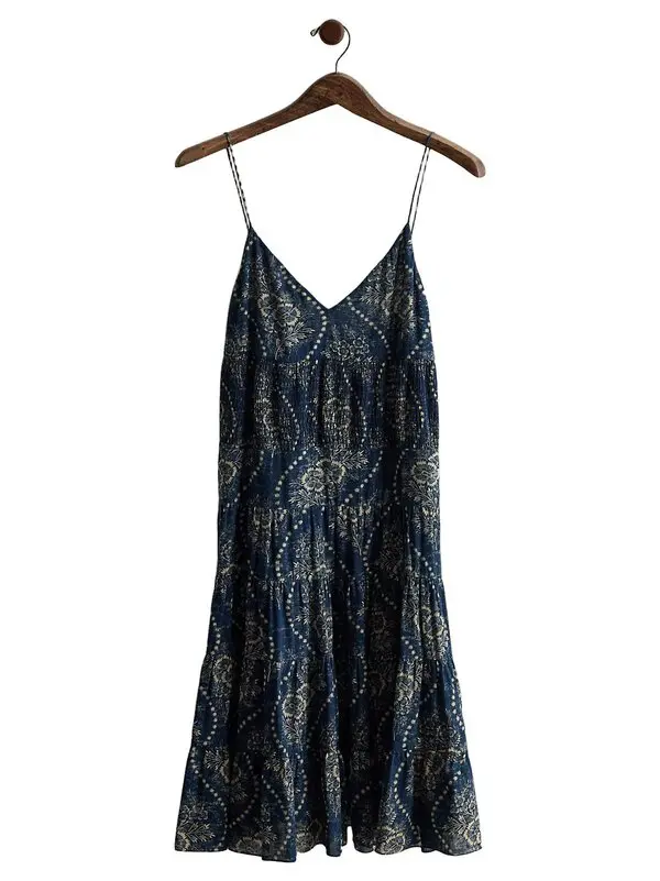 Ralph Lauren Floral Cotton V-neck Dress - Blue