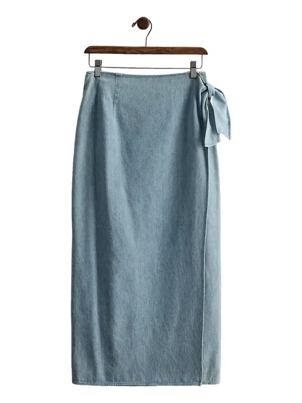Ralph Lauren C. 1990 Denim Wrap Skirt - Blue