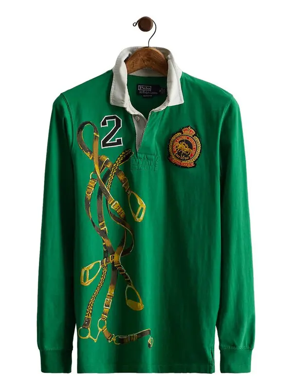 Ralph Lauren 2008 Stirrup-print Rugby Shirt Size - Green