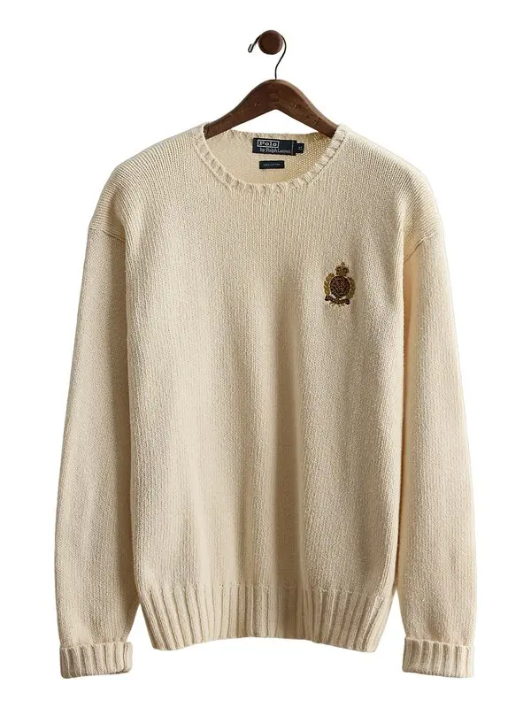 Ralph Lauren 1987 Polo Crest Cotton Sweater - White