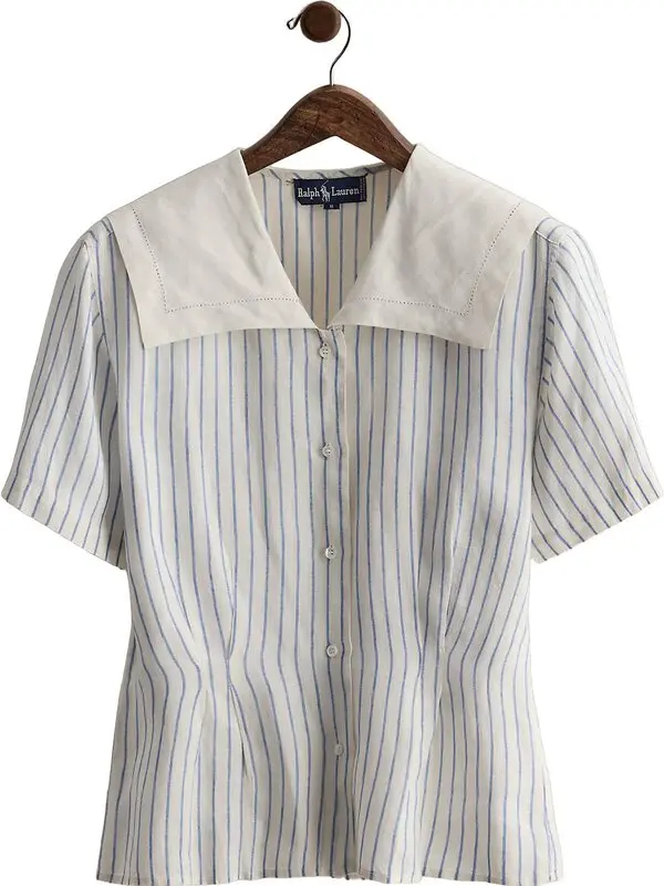 Ralph Lauren C. 1985 Striped Linen Blouse - Multi