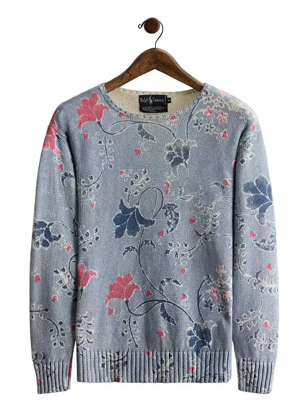 Ralph Lauren C. 1985 Floral Crewneck Sweater - Purple