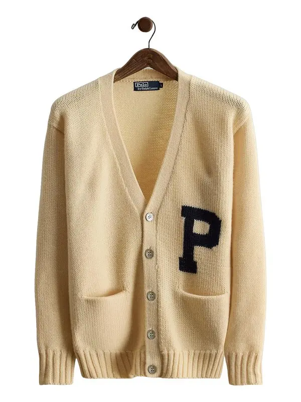 Ralph Lauren C. 1991 Wool Letter Cardigan - Cream