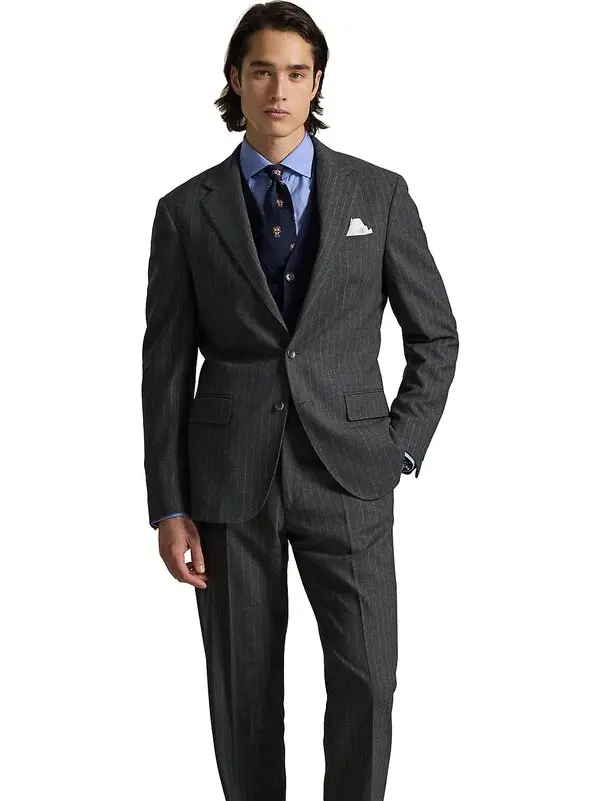 Ralph Lauren Polo Tailored Fit Rope-stripe Wool Suit - Medium Grey/cream