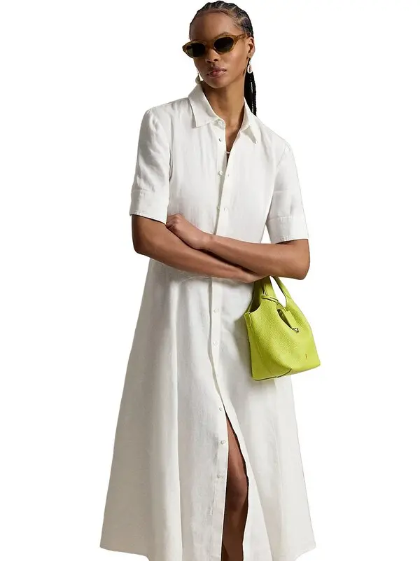 Ralph Lauren Linen Paneled Shirtdress - White
