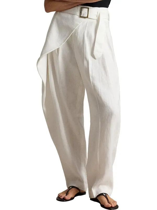 Ralph Lauren Linen Tapered Wrap Pant - Nevis