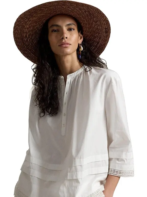 Ralph Lauren Crochet-trimmed Cotton Shirt - White