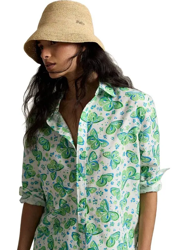 Ralph Lauren Oversize Fit Printed Shirt - Butterfly Blue Green