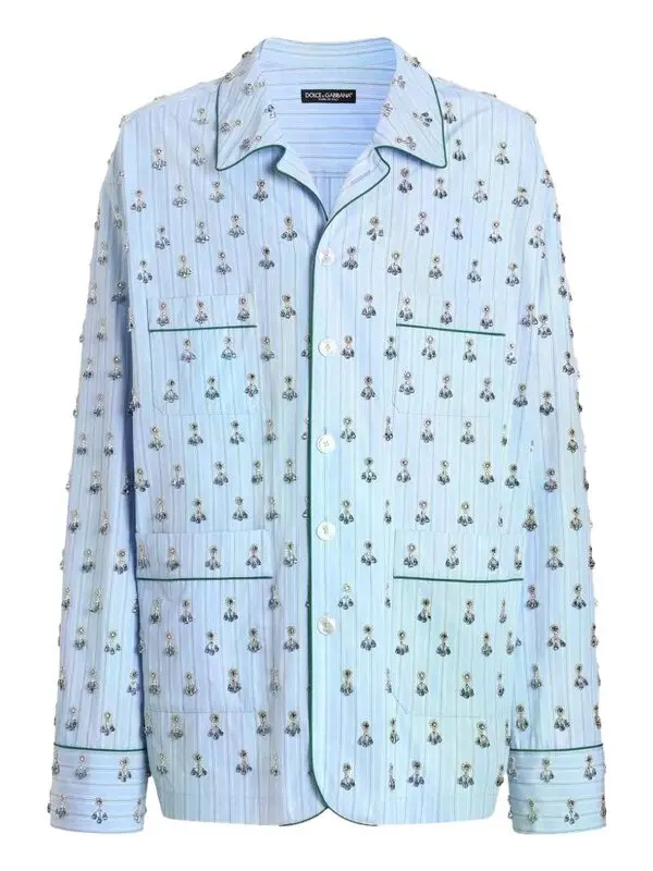 Dolce & Gabbana Vanity Shirt With Embroidery And Piping - Blue