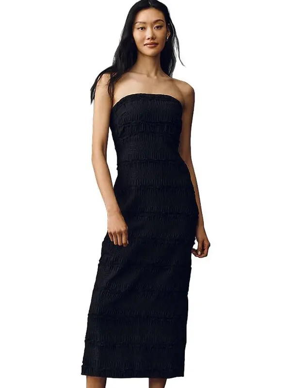 Anthropologie Tilda Strapless Textured Dress - Anthracite