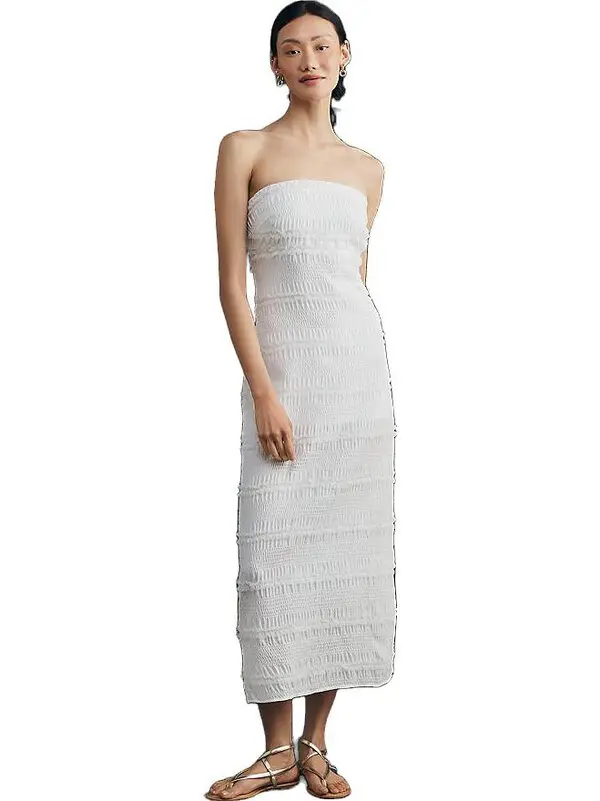 Anthropologie Tilda Strapless Textured Dress - White