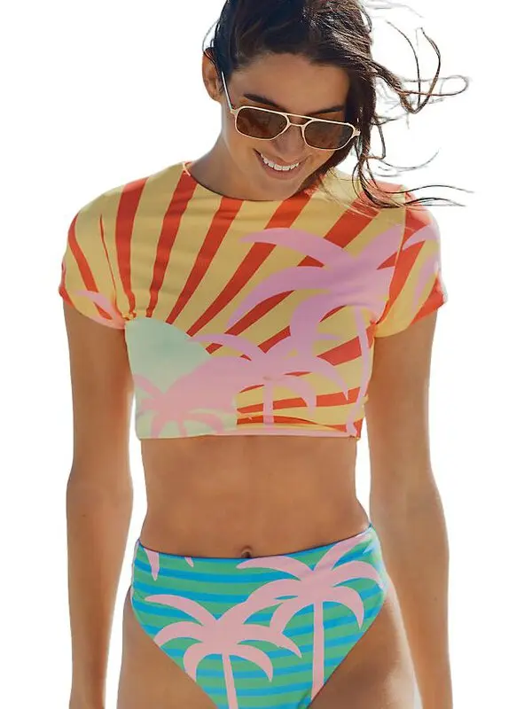 MAAJI Jungle Sway Milana Swim Crop Top - Yellow Pattern