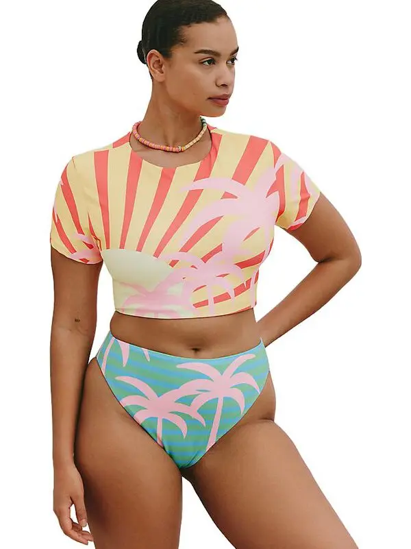 MAAJI Jungle Sway Milana Swim Crop Top - Yellow Pattern