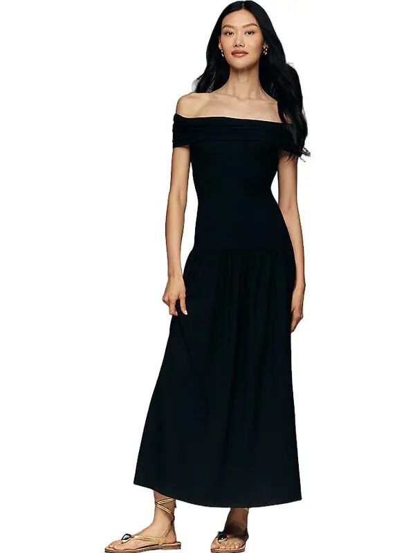 Walter Baker Soraya Off-shoulder Drop-waist Dress - Black