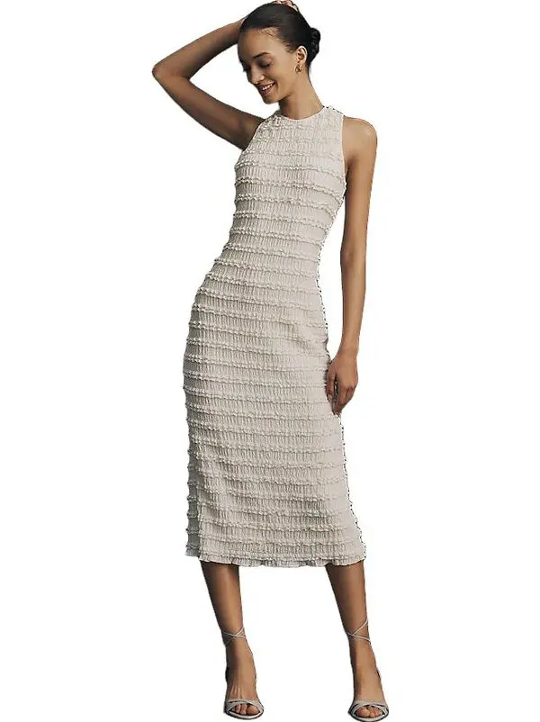 Walter Baker Livia Sleeveless Textured Midi Dress - Ivory