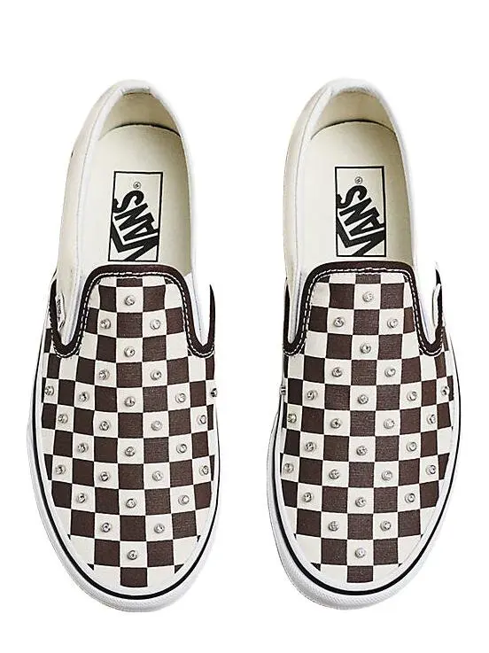 VANS Classic Slip-on Rhinestone Checkerboard Sneakers - Rhinestone Demitasse