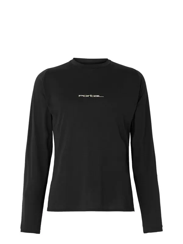 PORTAL Lateral Peak Logo-print Recycled-jersey T-shirt - Black