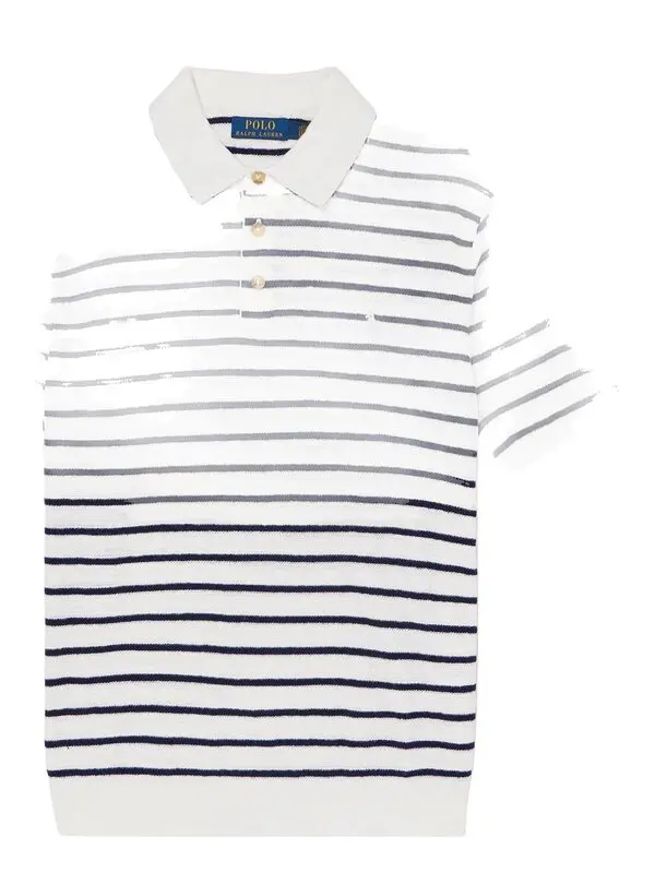 Polo Ralph Lauren Striped Cotton And Linen-blend Polo Shirt - White